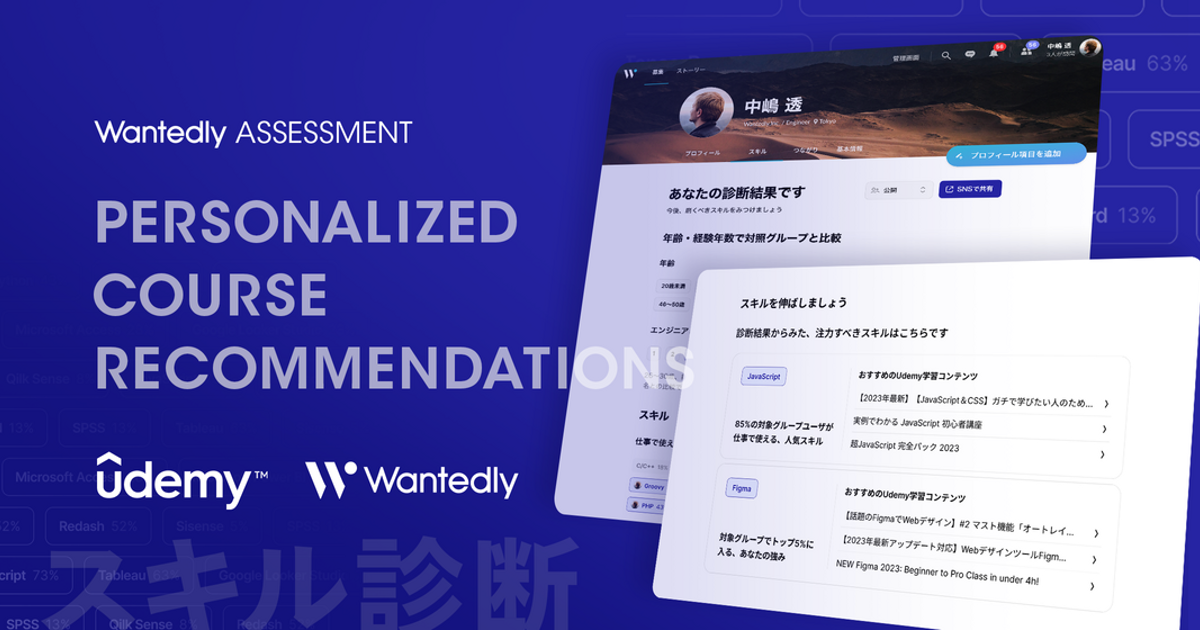 スキル診断の結果から、おすすめ講座を提案。オンライン学習プラットフォームUdemyと連携 | Wantedly, Inc.